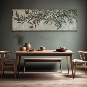 Olive Tree Framed Canvas Wall Art Print, Long Horizontal Olive Branch ...