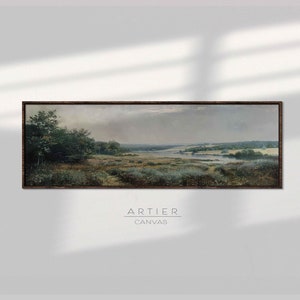 Vintage Spring Meadow Forest Landscape Wall Art, Long Horizontal ...