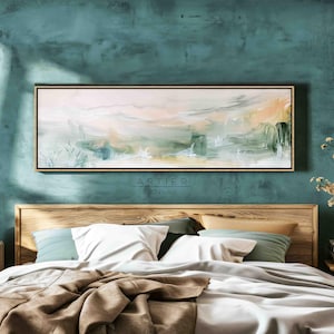 Abstract Landscape Wall Art Print, Long Horizontal Framed Canvas Wall ...