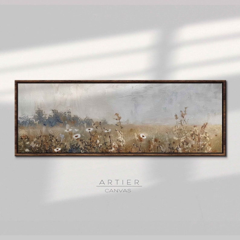 Spring Meadow Landscape Canvas Print, Wildflowers Field Framed Canvas ...
