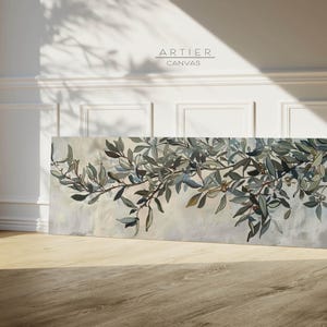 Olive Tree Framed Canvas Wall Art Print, Long Horizontal Olive Branch ...