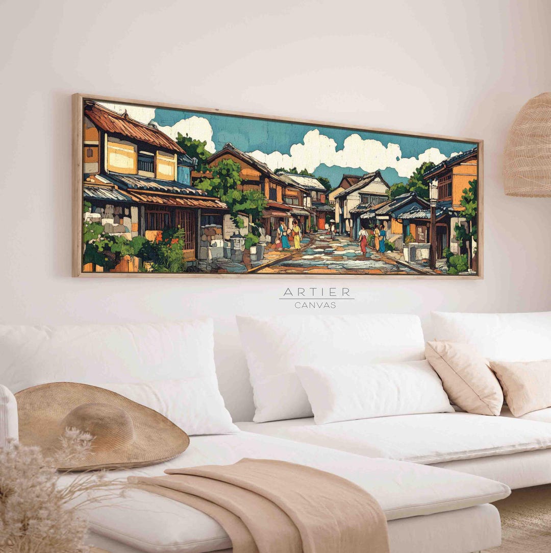 Framed Japanese Street View Canvas Print: Long Narrow Wall Art - Etsy
