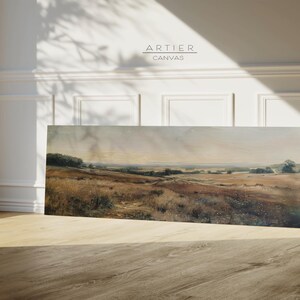 Vintage Spring Meadow Country Landscape Wall Art, Long Horizontal ...