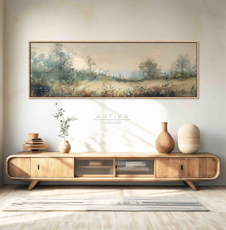 Wildflower Field Framed Canvas Art: Vintage Spring Landscape - Etsy