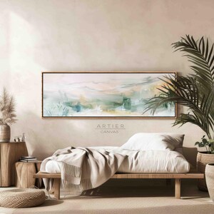 Abstract Landscape Wall Art Print, Long Horizontal Framed Canvas Wall ...
