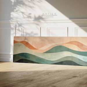 Modern Abstract Landscape Canvas Wall Art Print, Long Horizontal Framed ...