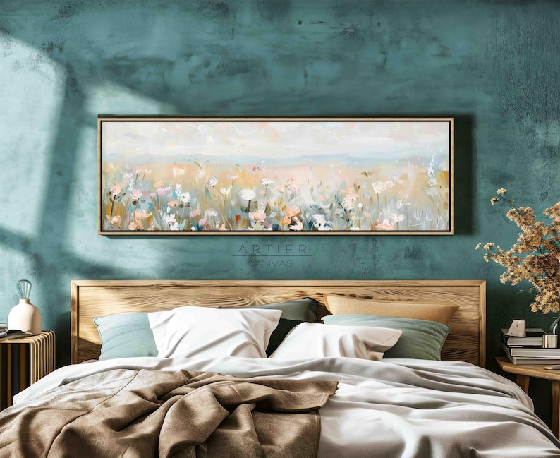 Abstract Floral Canvas Print: Spring Meadow Landscape Framed Wall Art ...