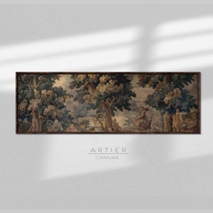 Framed Antique European Forest Tapestry Canvas Print, Vintage Textile ...