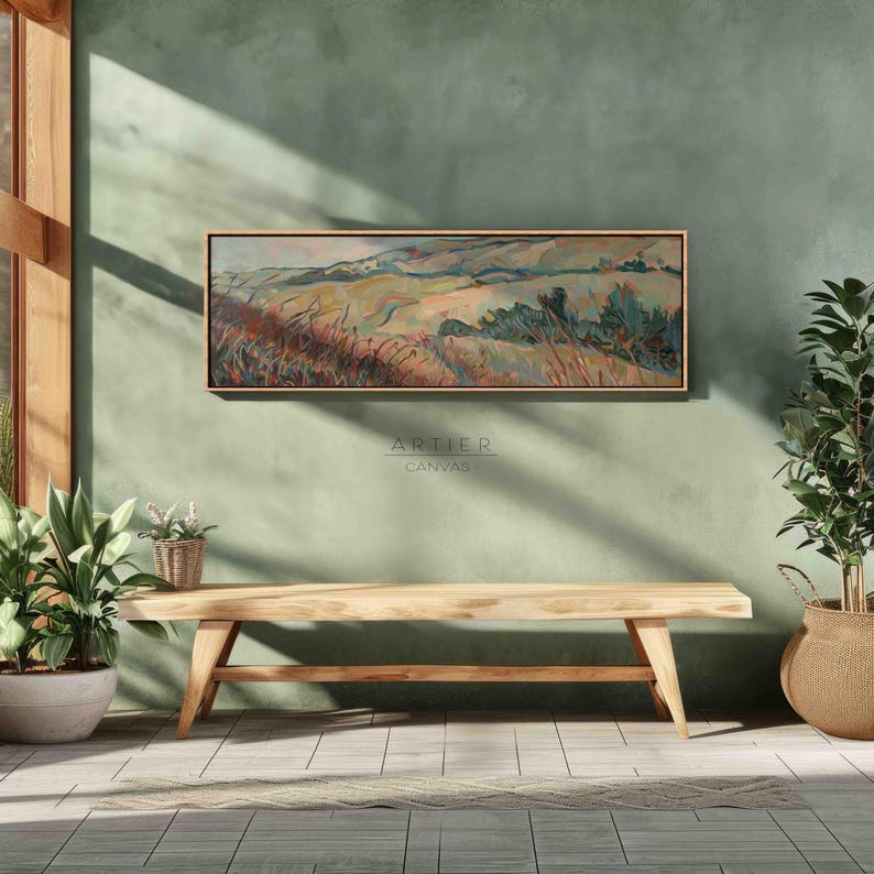 Abstract Wildflower Landscape Canvas Print: Long Horizontal Floral Wall ...
