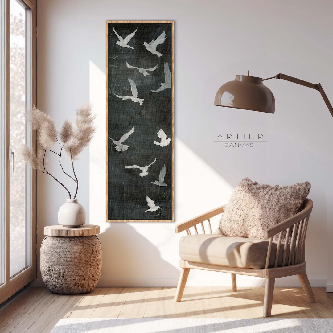 Vertical Birds at Night Canvas Print: Framed Sky View Wall Art - Etsy