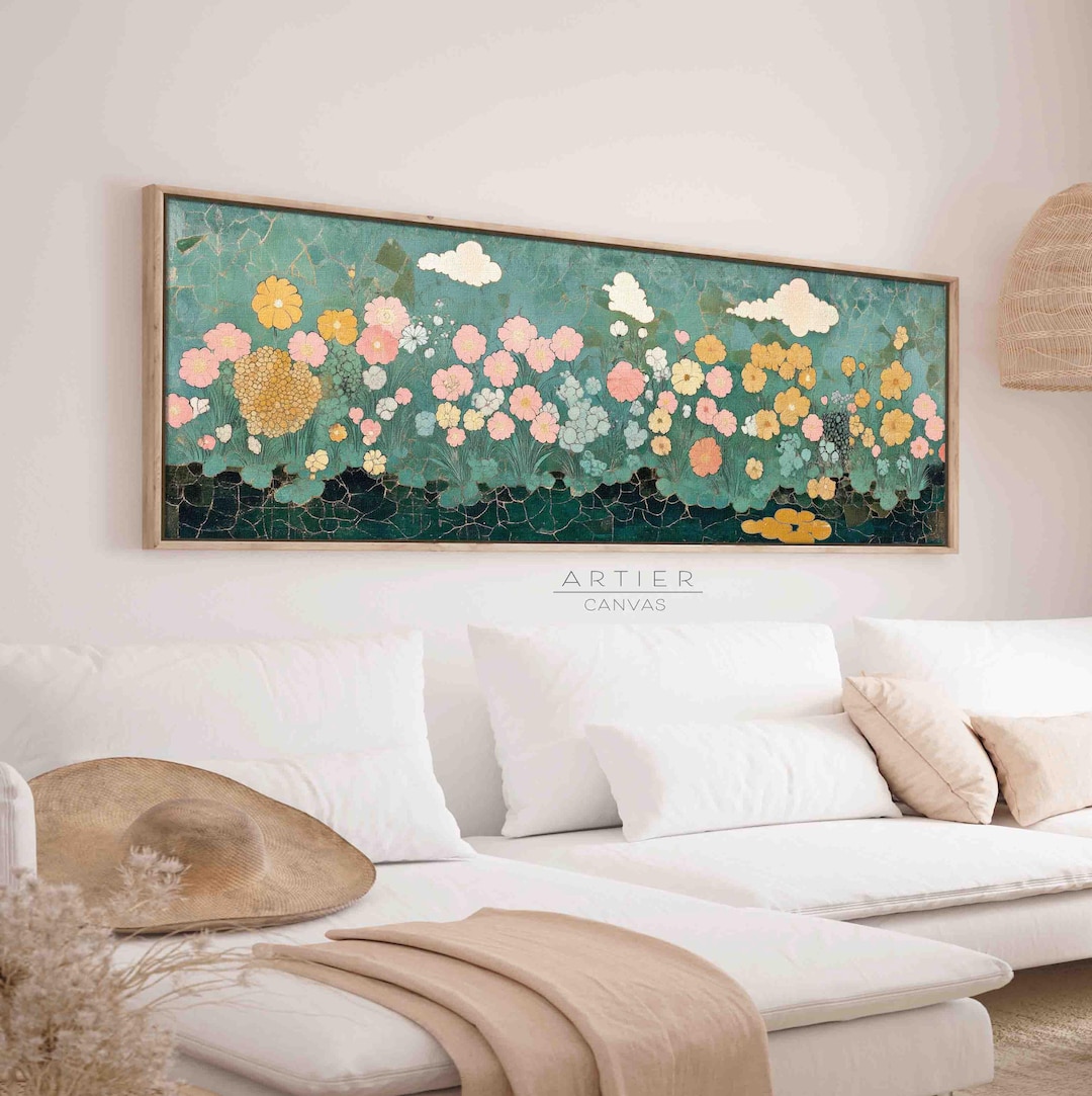 Abstract Spring Meadow Wildflowers Field Framed Canvas Wall Art Print ...