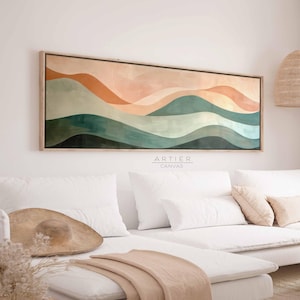 Modern Abstract Landscape Canvas Wall Art Print, Long Horizontal Framed ...