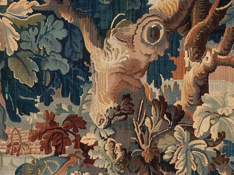 Framed Antique Forest Tapestry Canvas Print: Long Horizontal Wall Art ...