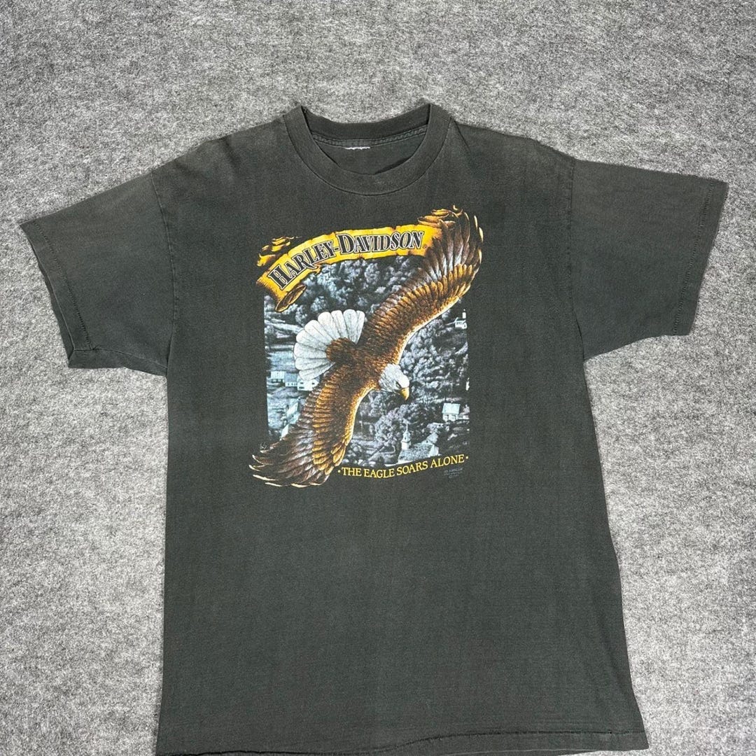 Vintage 3D Emblem Harley Davidson Eagle Soars Alone 1980s Single Stitch ...