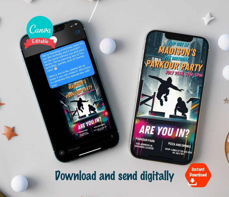 Parkour Party Invite for Parkour Birthday Party or Free Running Party ...