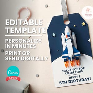 Outer Space Thank You Tag for Blast off Birthday Party, Gift Bag ...