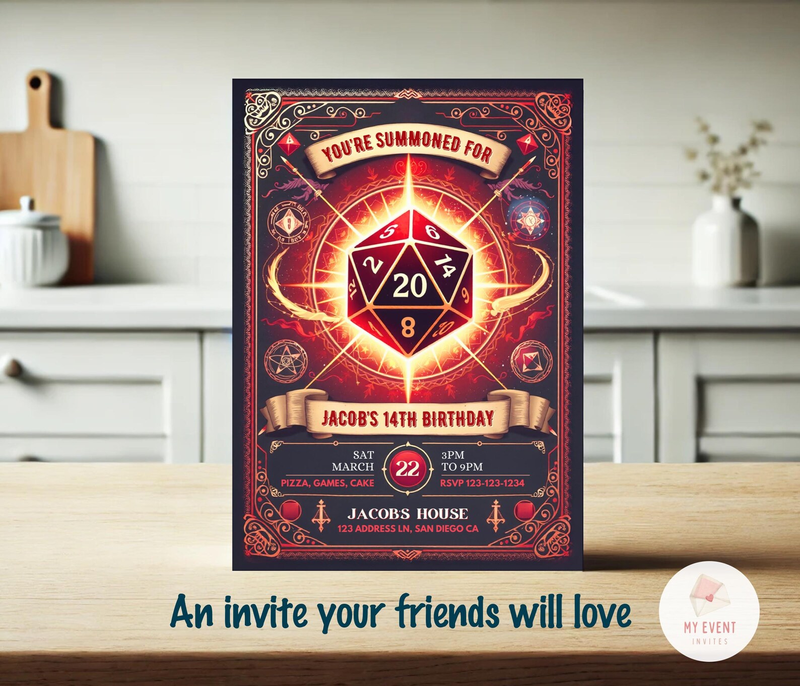 D&D Birthday Invitation, DND TTRPG Party Invite, Board Game Editable ...