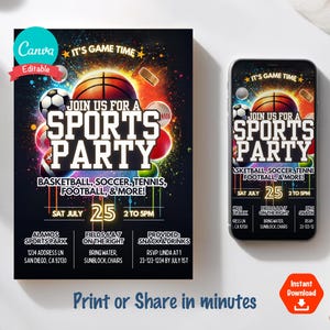 Sports Invitation, Sports Day Invite, Field Day Flyer, Editable ...