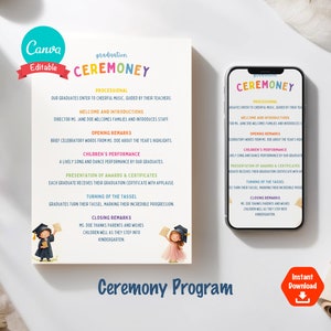 Graduation Ceremony Program Bundle for Preschool Prek Pre-k Elementary ...