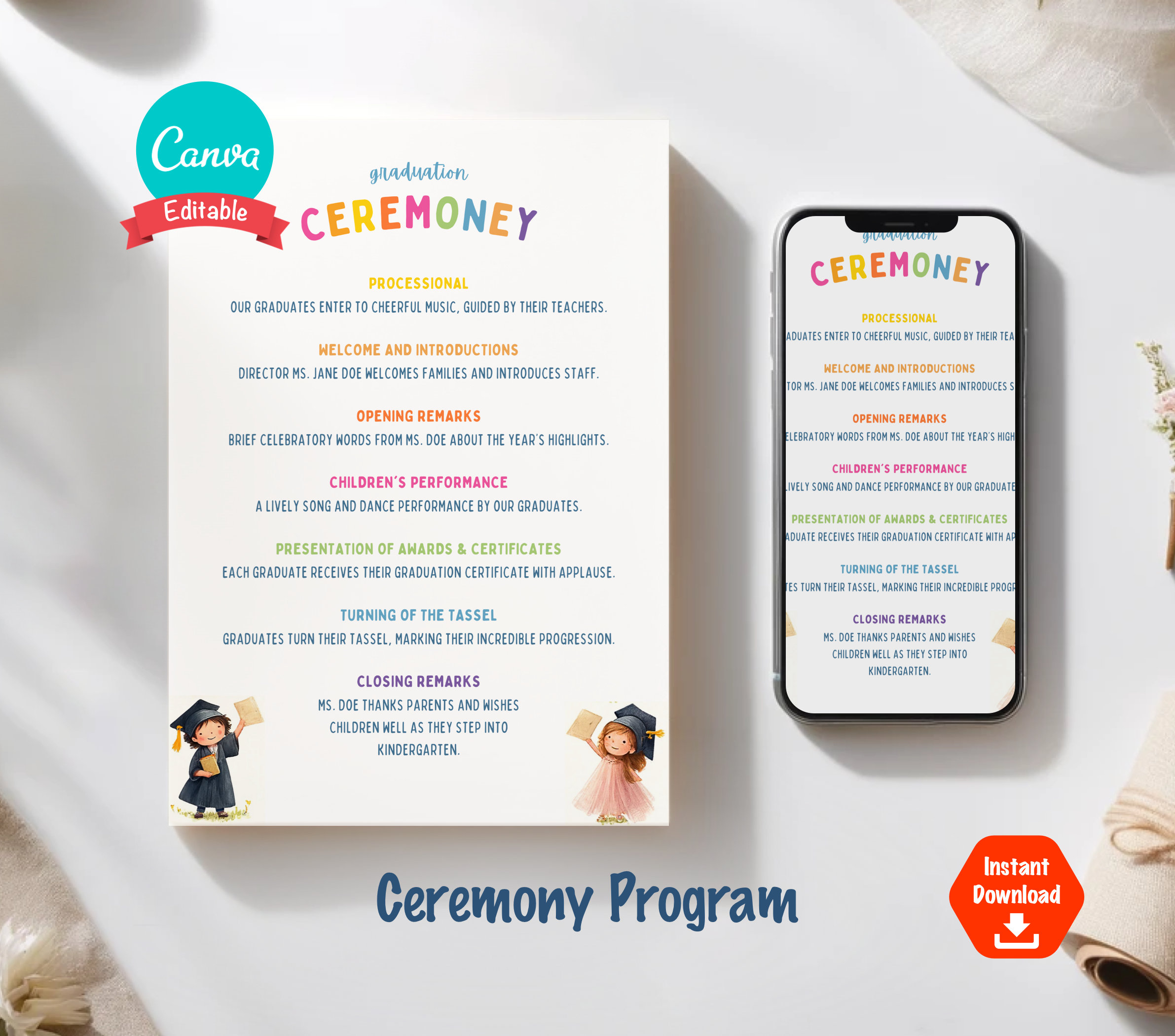 Graduation Ceremony Program Bundle for Preschool Prek Pre-k Elementary ...