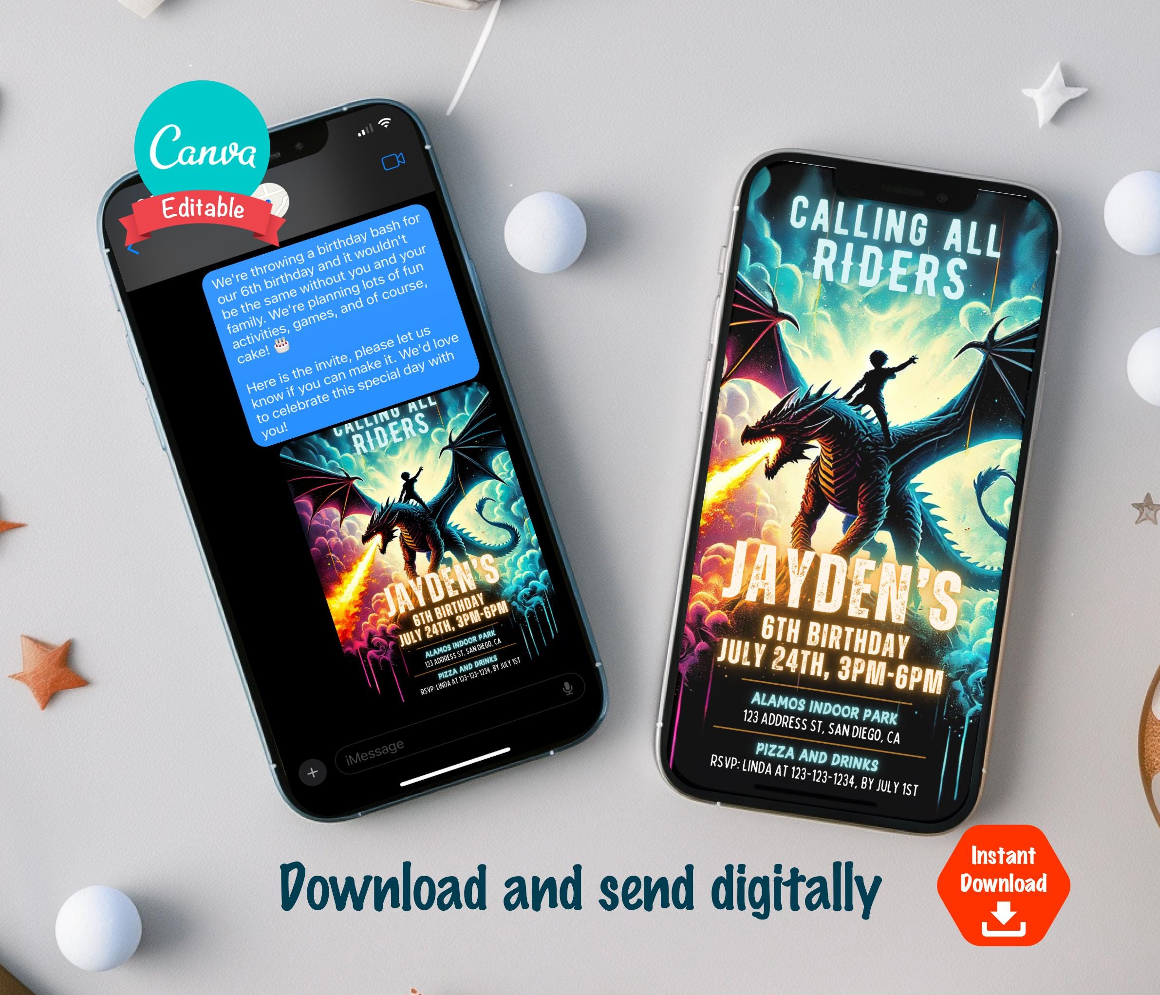 Epic Dragon Birthday Party Invitation Card, Calling All Riders ...