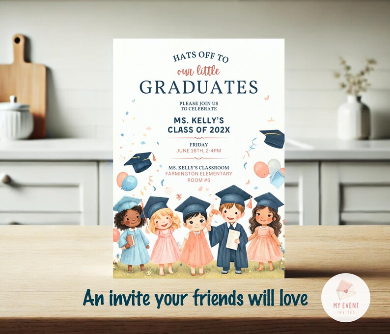 Class Grad Announcement, Classroom Graduation Ceremony Flyer for ...
