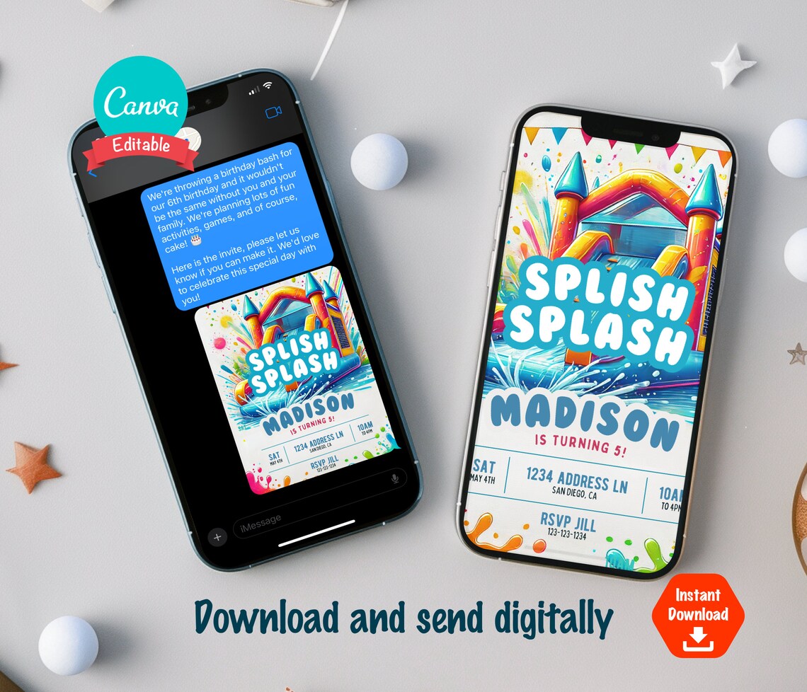 Water Slide Birthday Splash Party Invitation for Summer Pool Party ...