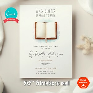 Open Storybook Baby Shower Invite for A New Chapter Baby Shower ...