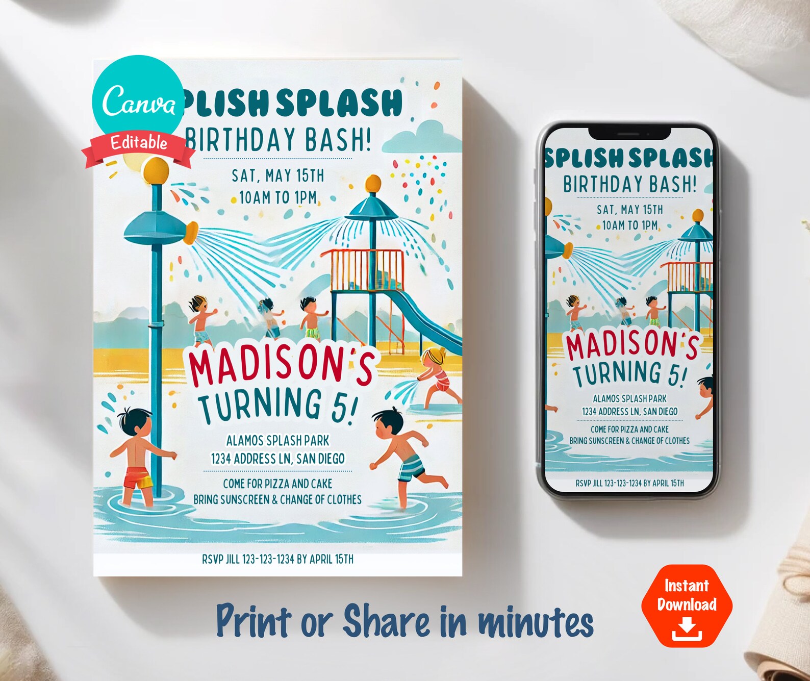 Splish Splash Birthday Bash Invitation for Splash Park or Splash Pad ...