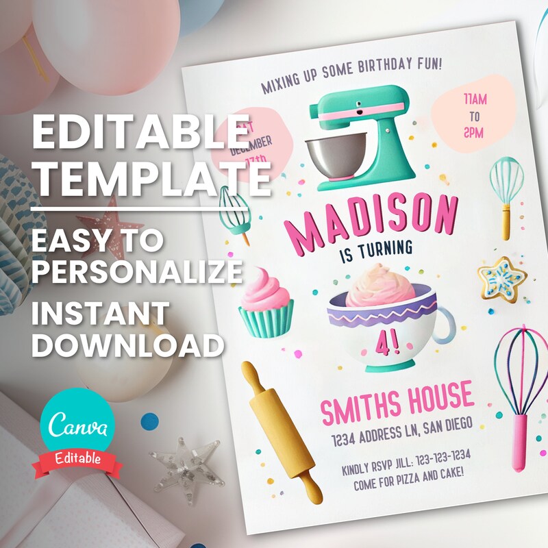 Baking Birthday Invitation - Etsy