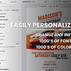 Racing Birthday Invitation for Race Car Birthday Party Invite, Racing ...