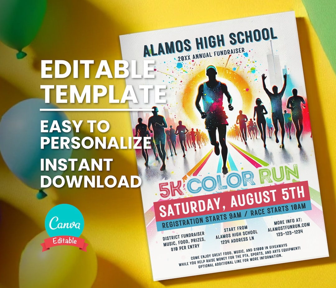 Color Run Invite for Fun Run or Neighborhood Race Event Invitation, 5K ...