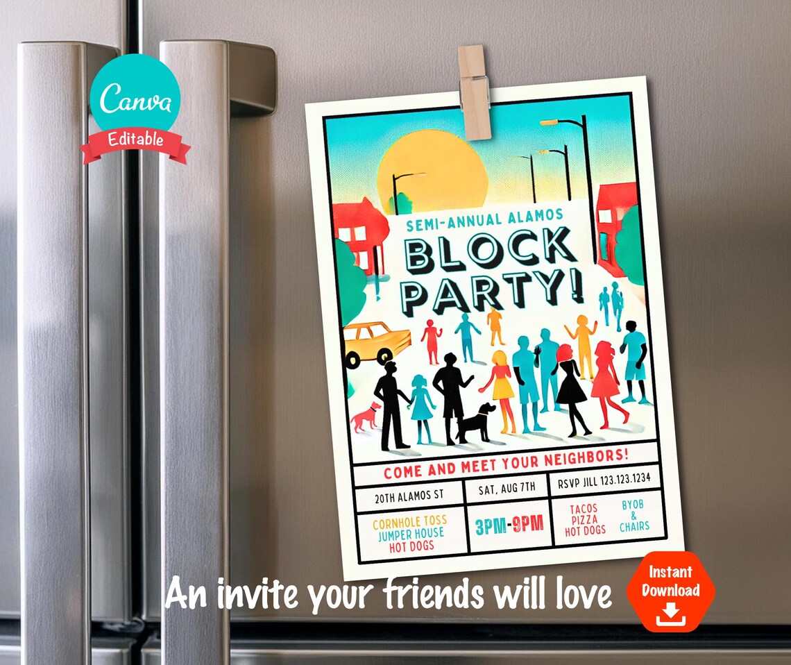 Block Party Invite for Meet the Neighborhood Gathering Invitation ...