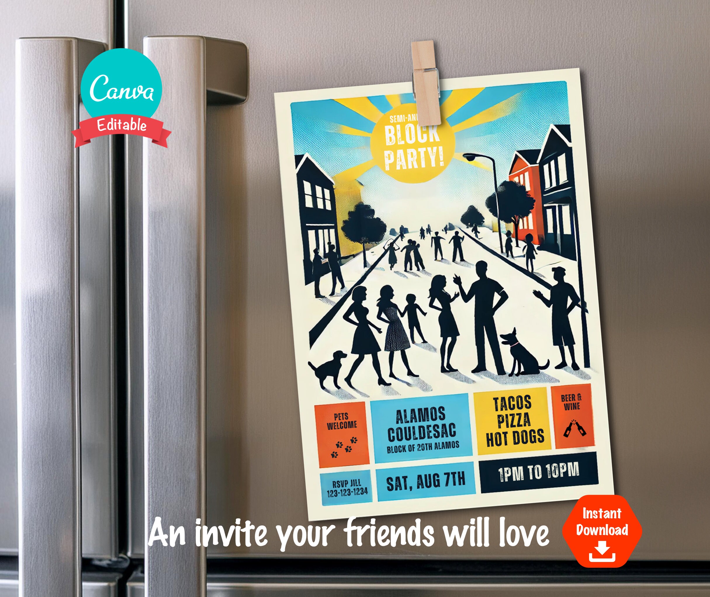 Block Party Invitation, Community Party Flyer, Neighborhood Gathering ...