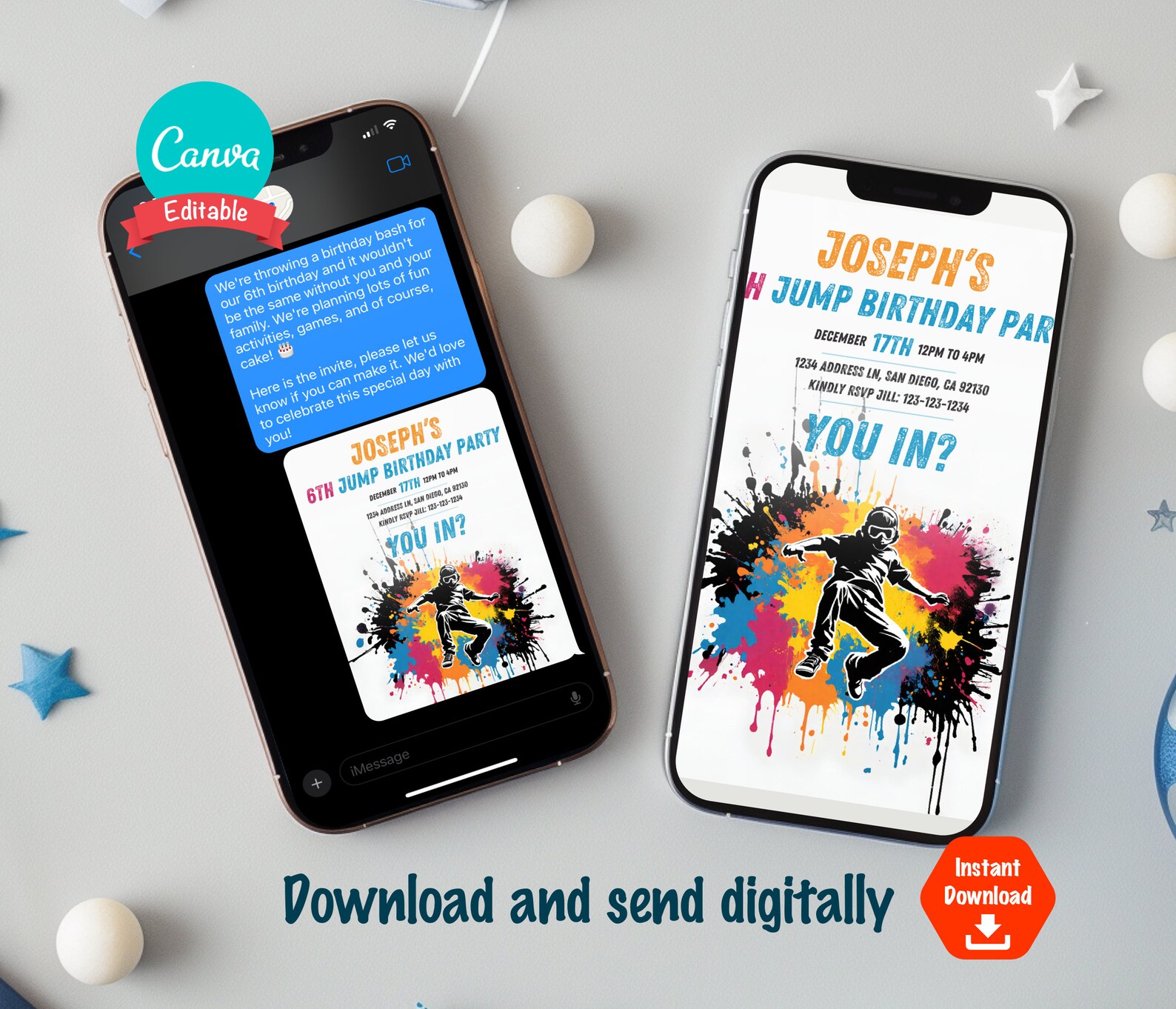 Jump Birthday Invitation for Trampoline Party Invite for Parkour ...
