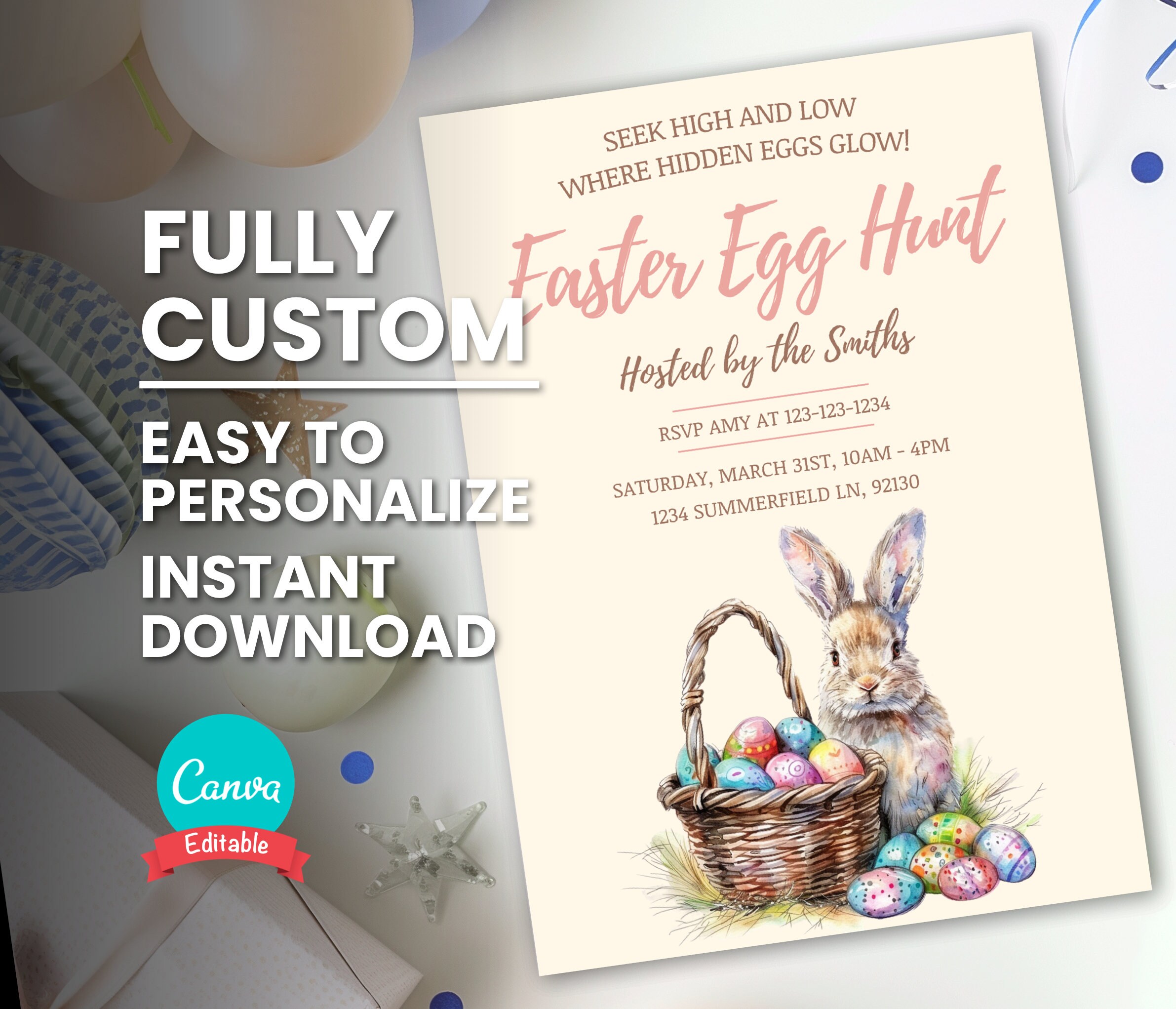 Customizable Easter Egg Hunt Invitation Easter Egg Party Invite for ...