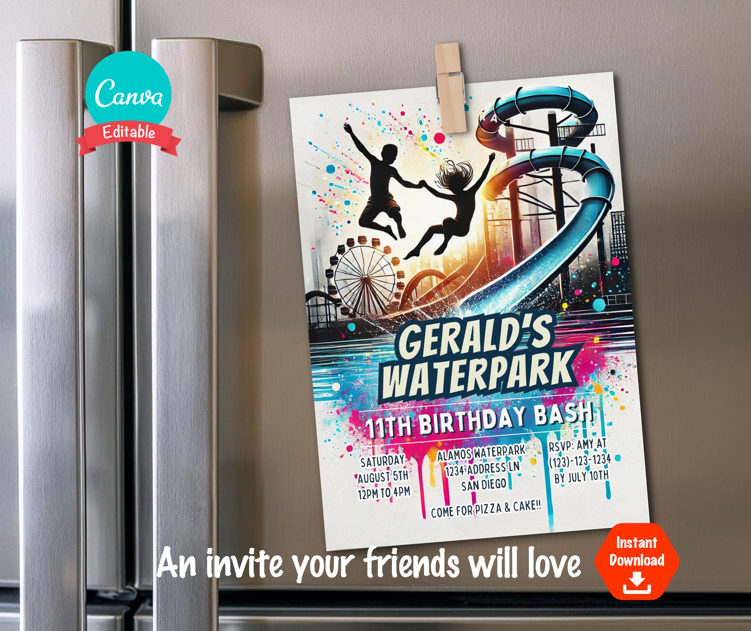 Waterpark Party Invite for Water Park Birthday Party Invitation, Summer ...