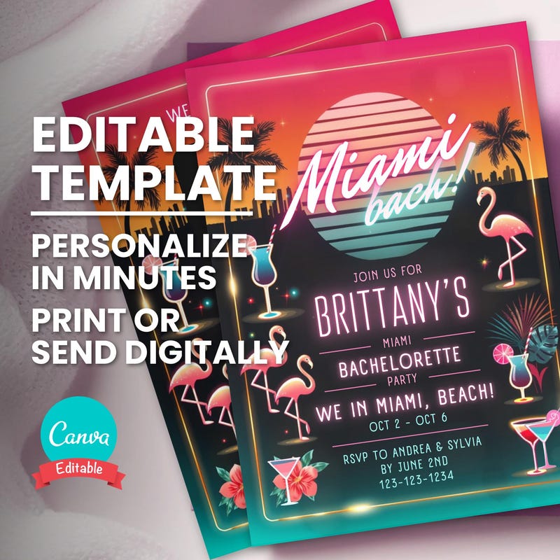 Miami Vice Invitations - Etsy