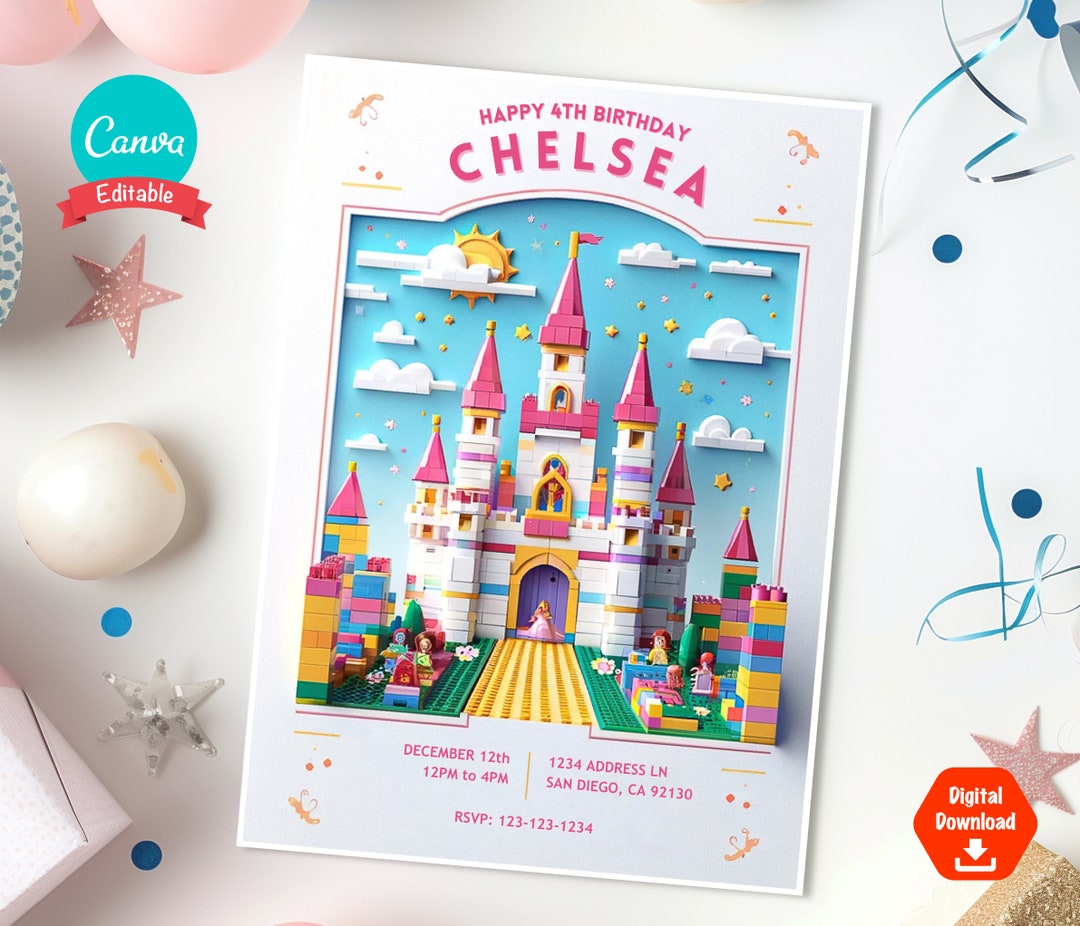 Princess Castle Birthday Invite for Girl Princess Party, Fairytale ...