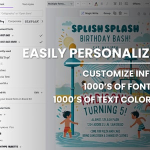 Splish Splash Birthday Bash Invitation for Splash Park or Splash Pad Playground Birthday Party ...