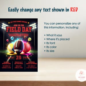 Field Day Invitation, Sports Invite, Field Day Flyer, Editable Template ...