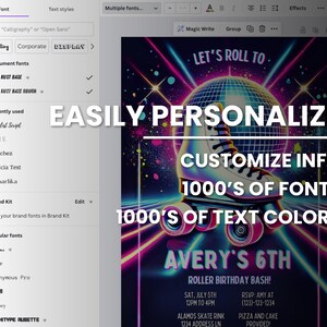 Skating Party Invitation for Roller Skate Birthday Party Invite ...