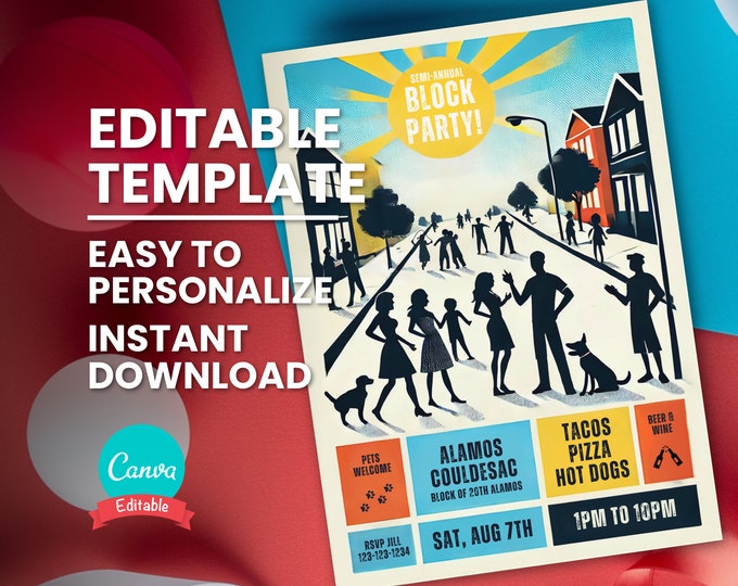 Editable Community Day Flyer Template, Digital Download Block Party ...