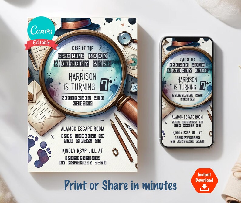Escape Room Birthday Invitation, Murder Mystery Party (digital Template ...