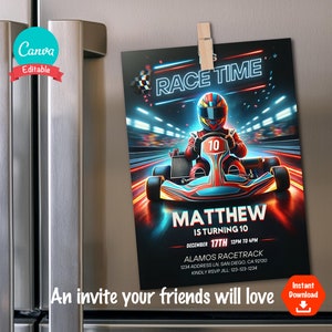 Go Kart Party Invite, Any Age, Teen Go Cart Printable Birthday ...