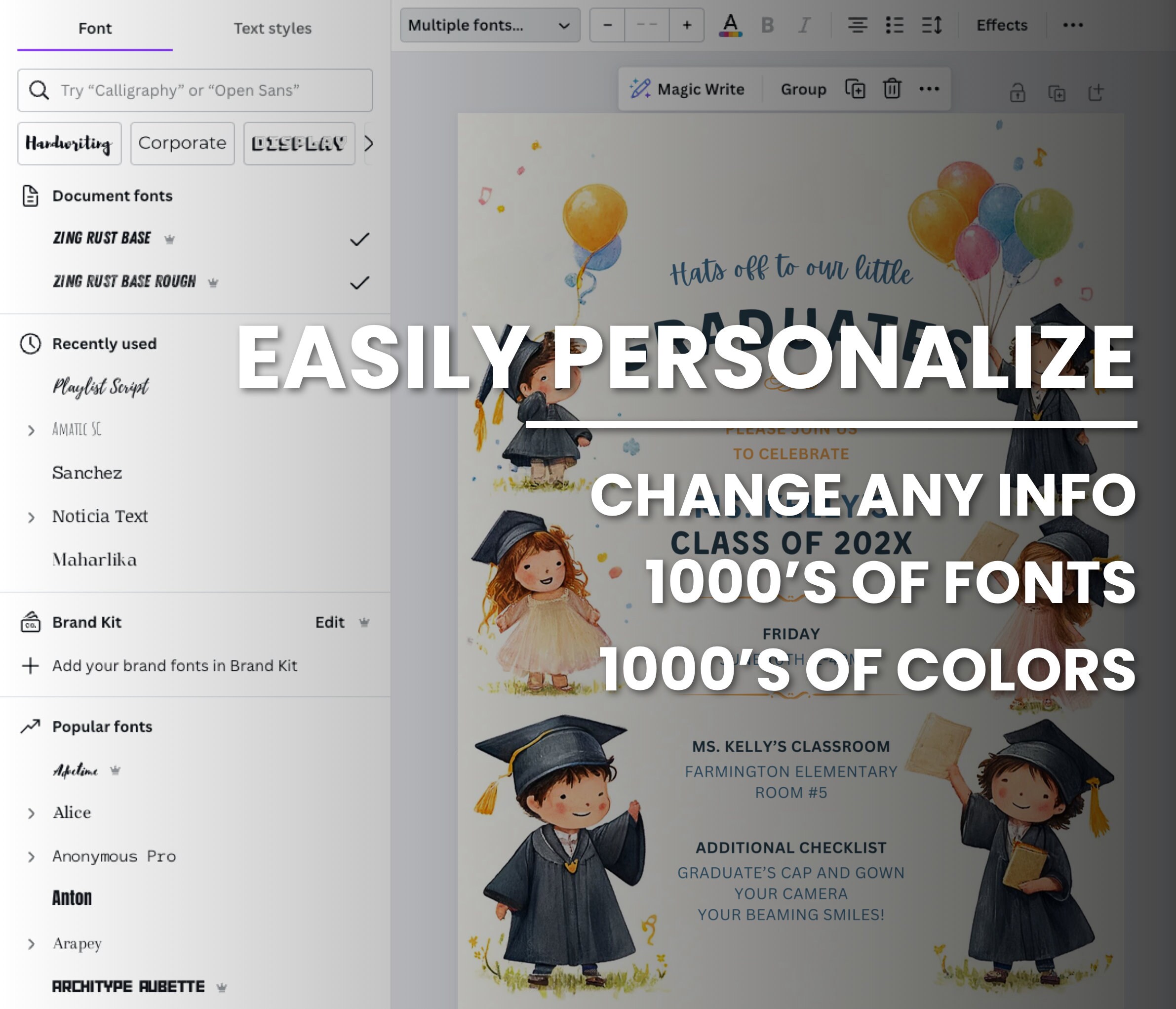 Class Graduation Announcement for Classroom Graduation Party for ...