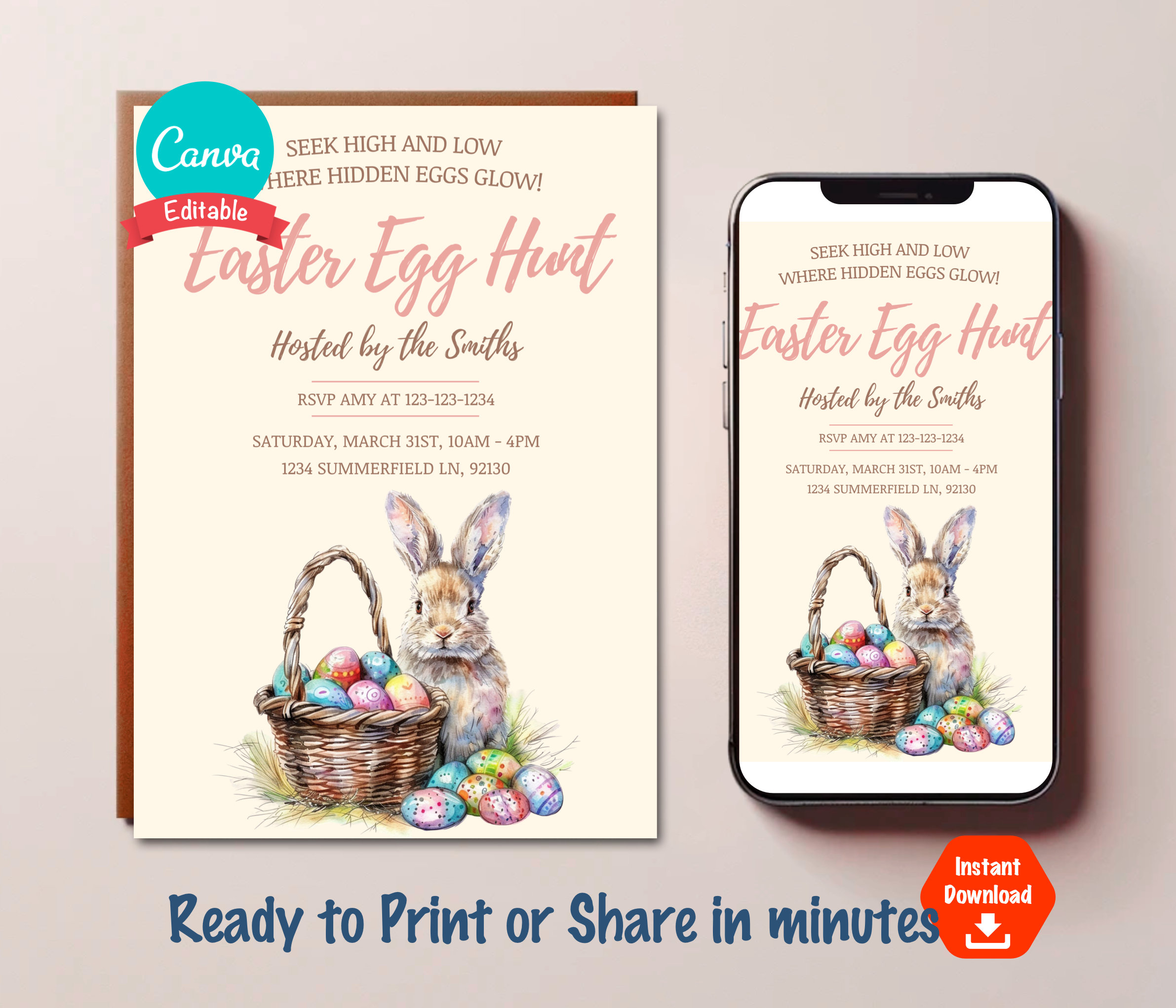 Customizable Easter Egg Hunt Invitation Easter Egg Party Invite for ...