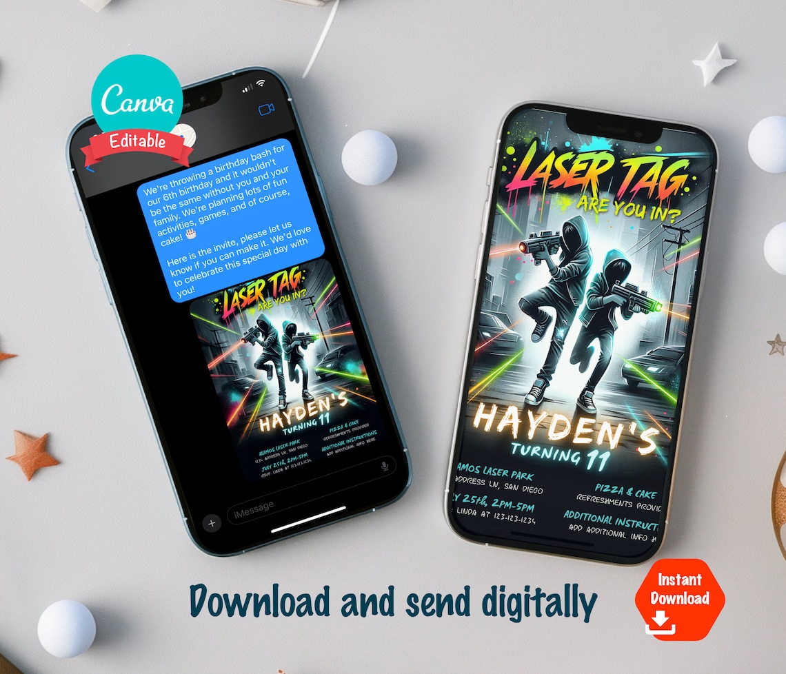 Laser Tag Invitation for Laser Tag Birthday Party Invite, Lasertag ...