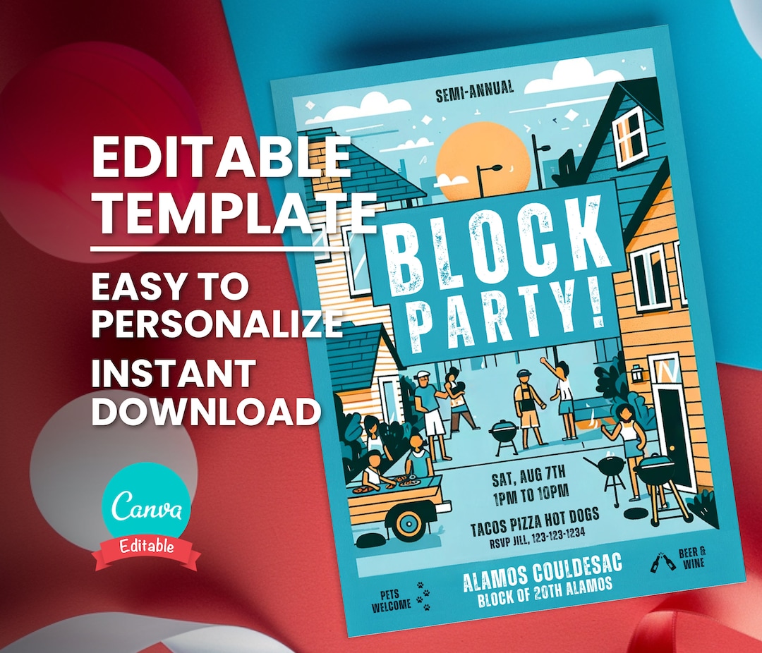 Block Party Invite for Community Party or Neighborhood Gathering ...