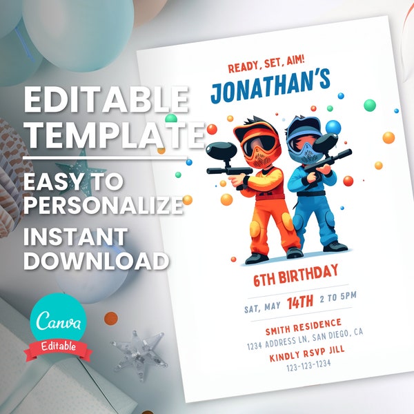 Gel Blaster Party Invitation - Etsy